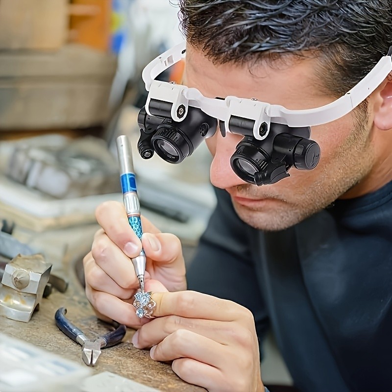 Head-Mounted Magnifying Glass With 2 Led Lights, 3 Detachable Lenses ...