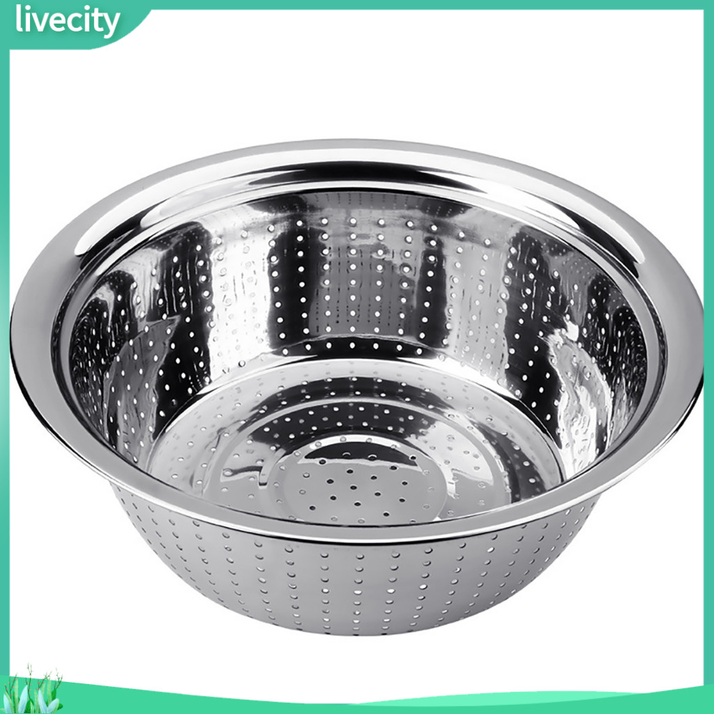 livecity| Stainless Steel Holes Washing Rice Sieve Strainer Fruits ...