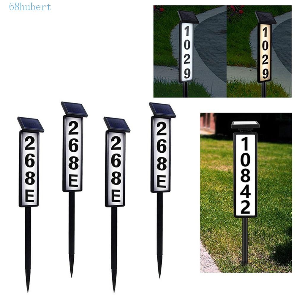 HUBERT LED House Number Light, Rainproof Pole Mount Solar Doorplate ...
