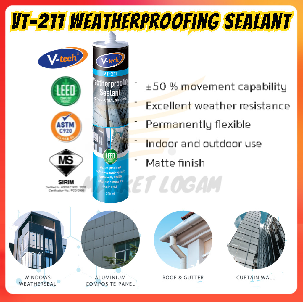 V-TECH VT-211 Waterproofing Sealant - 300ml l Awining silicon l ...
