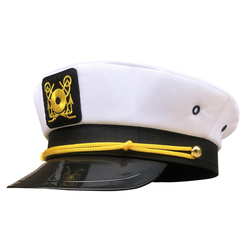 Embroidered Badge Navy Cap European American Style White Flat Military ...