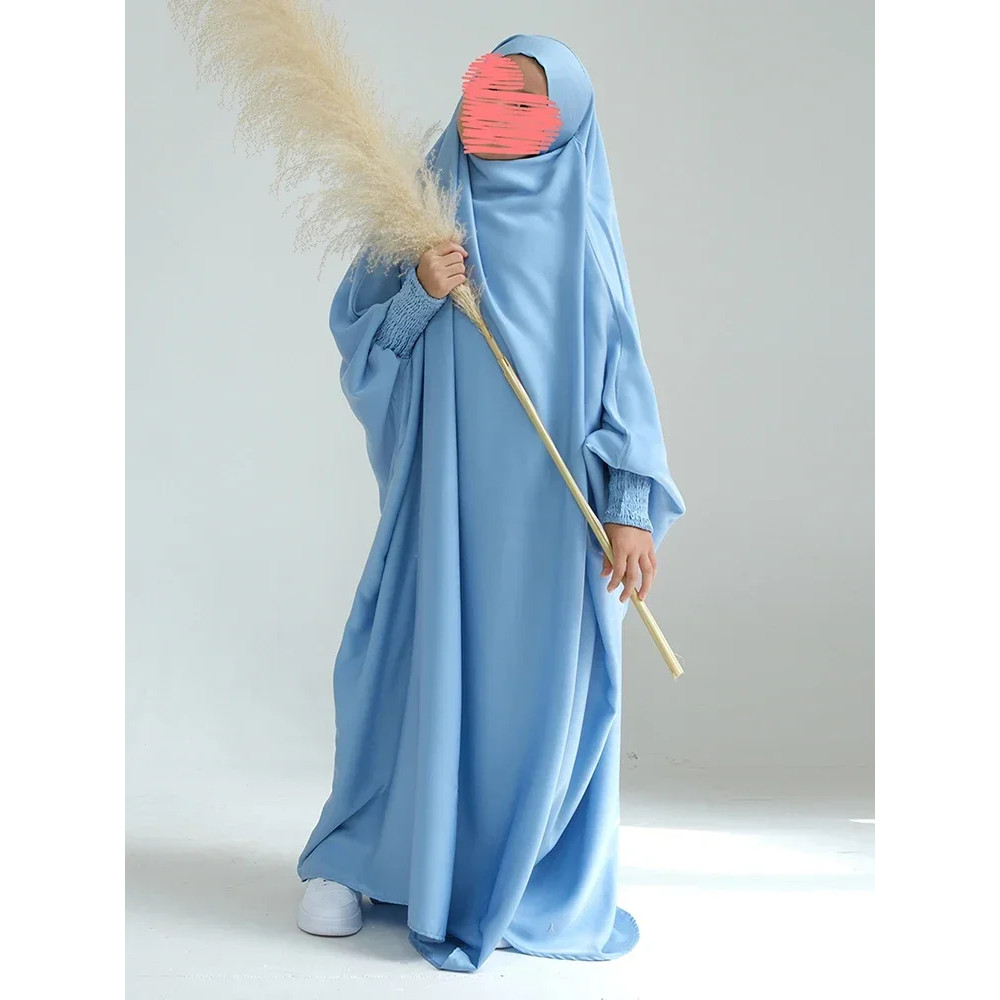 Girls Kids Prayer Garment Hijab Dress Ramadan Muslim Dress Child Hooded ...