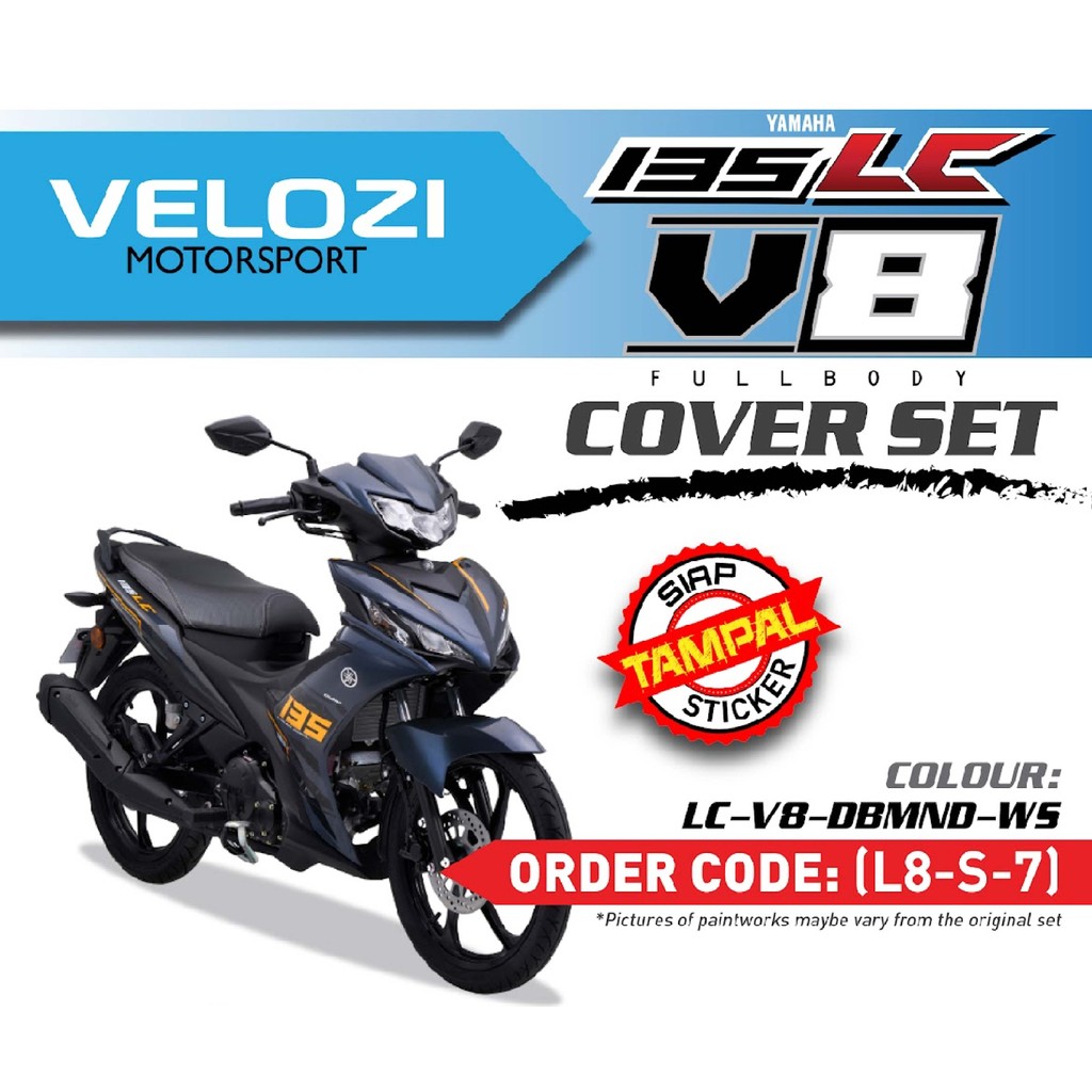 LC V8 Cover Set Original VELOZI Sticker Tanam PNP For YAMAHA LC135 V8 ...