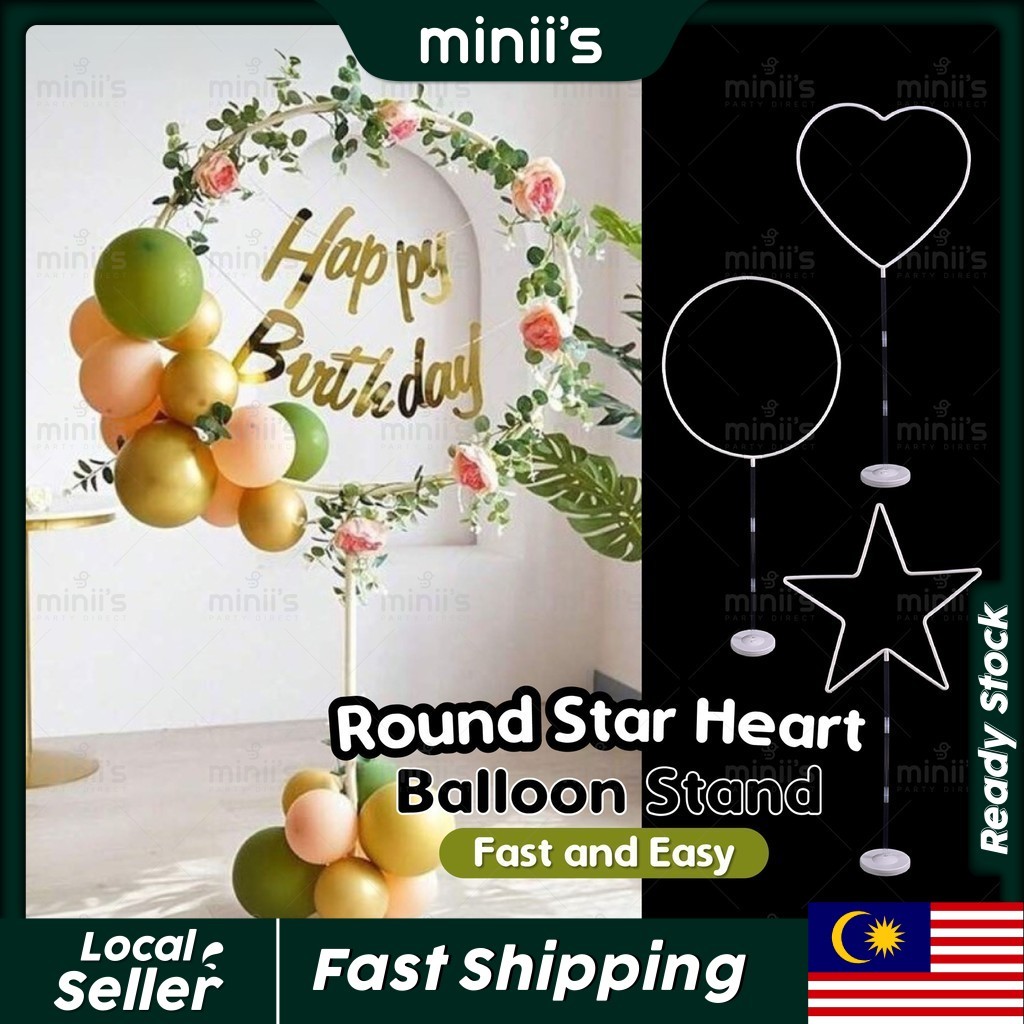 MINIIS Balloon Stand Kit 1.7M Circle Round Star Love Heart Hoop Balloon ...