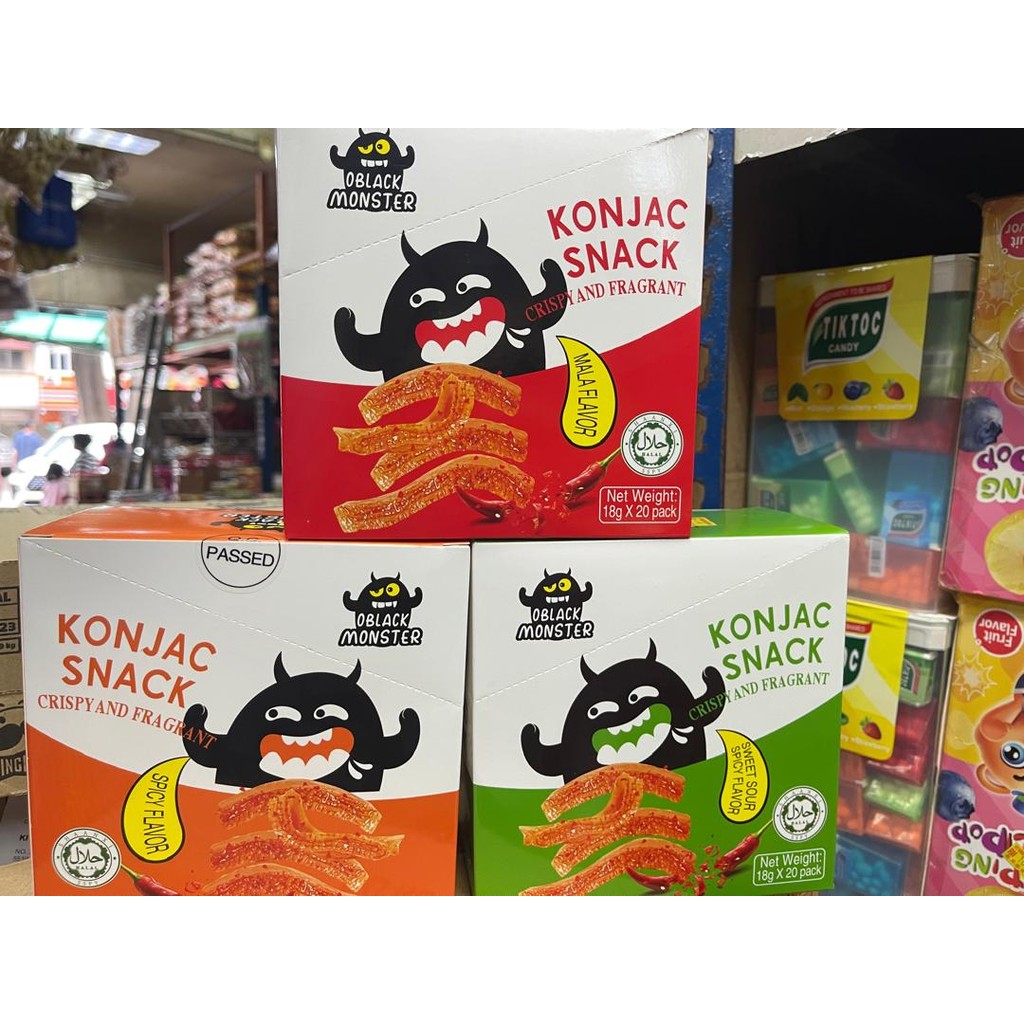 OBLACK MONSTER KONJAC SNACK CRISPY & FRAGRANT SOTONG KENYAL PEDAS 18G x ...
