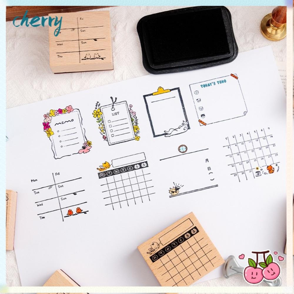 CHERRY Calendar Stamp Seal, Reusable Retro Monthly Calendar Seal, High ...