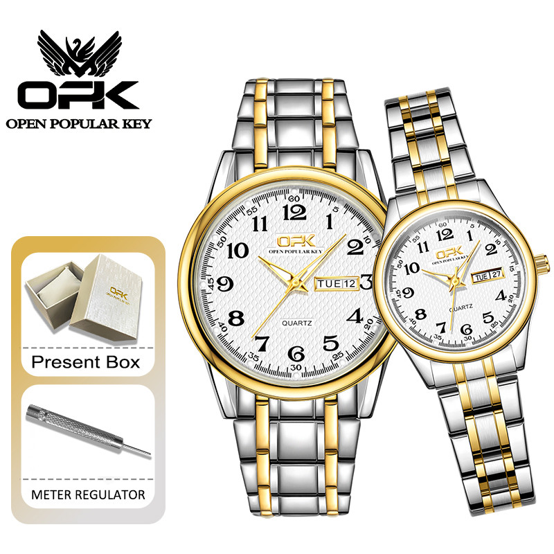 OPK Couple Watch Waterproof Original Quartz Stainless Steel Wristwatch ...