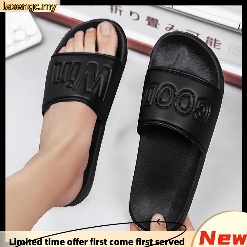 MEOW Selipar Lelaki Viral Stripe Slide PU Soft Sole Men Slippers ...