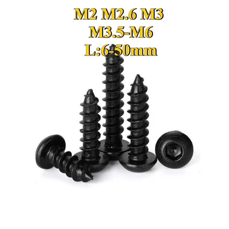 Hex Socket Button Head skru/Self-tapping Screw Wood Tapping/Black Grade 8 Mushroom Head Screw ...