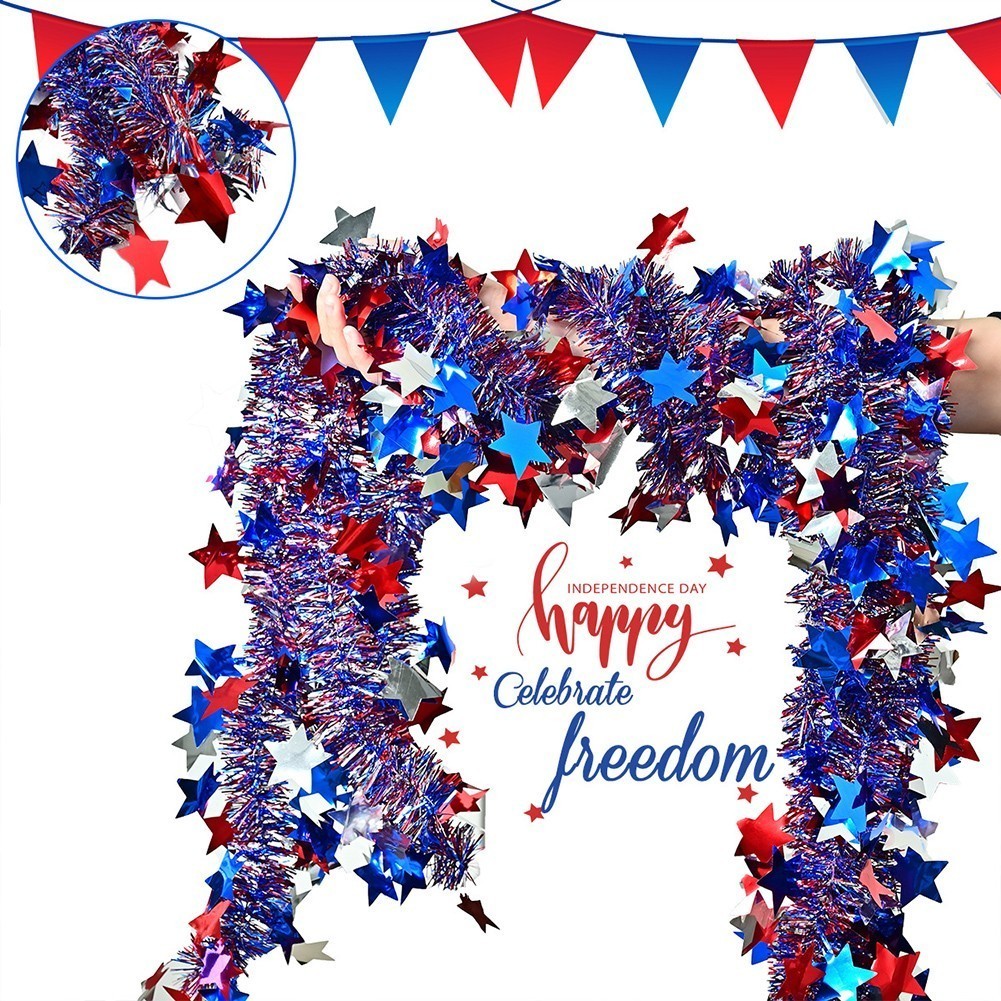 HEAVEN-MY [high quality] Red White Blue Tinsel Garlands,King Coronation Decor 2024 for Union ...