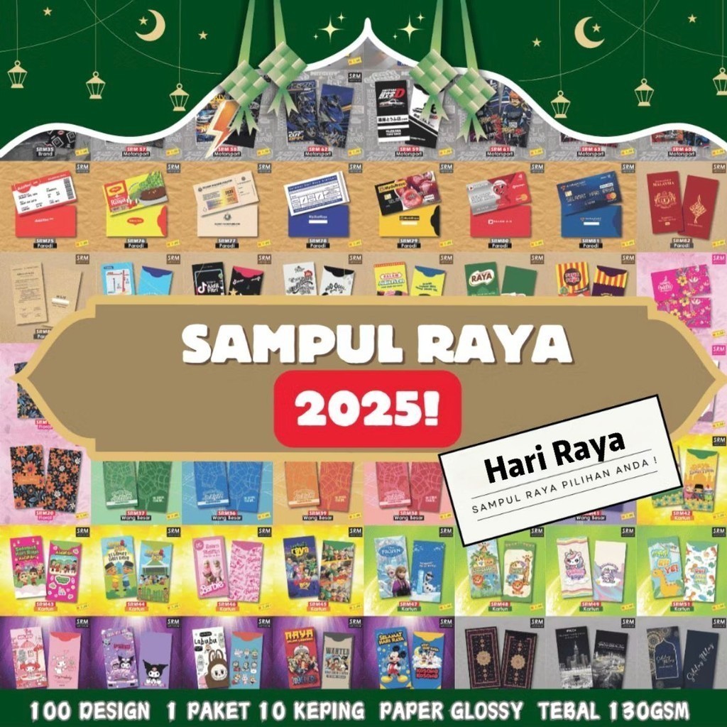 10pcs/Pack Kartun Sampul Raya Viral 2025 Sampul Raya Cartoon Duit Raya ...