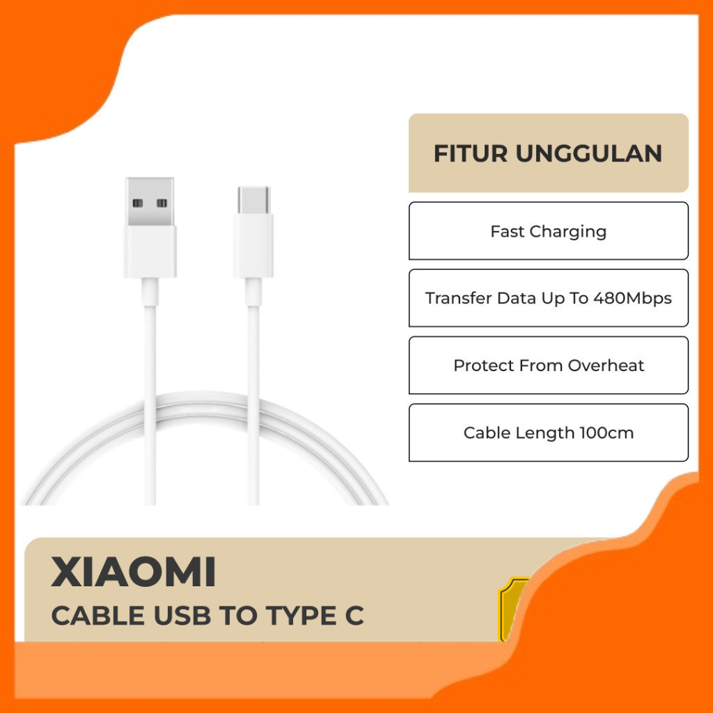 Xiaomi Mi Cable 1M Type C USB Port Data Cable 1M White Type C Original ...