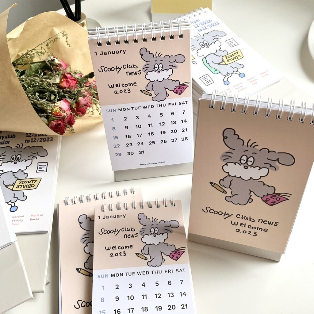 Kalendar DIY 2023 Gaya Korea Kalendar Meja Mewah Kartun Comel Hiasan ...