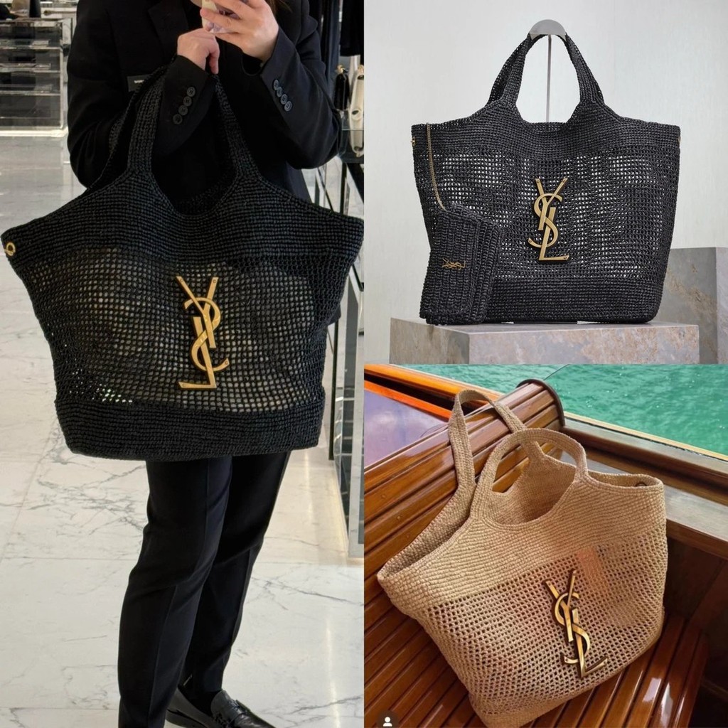 Ysl Saint Laurent Early Spring New Style ICARE Woven Shopping Bag Tote ...
