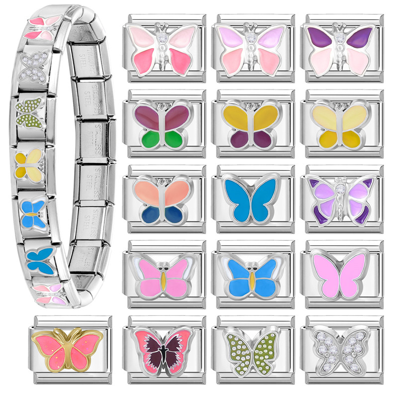 Butterfly Italian style charm bracelet module charm bracelet 9 Mm ...