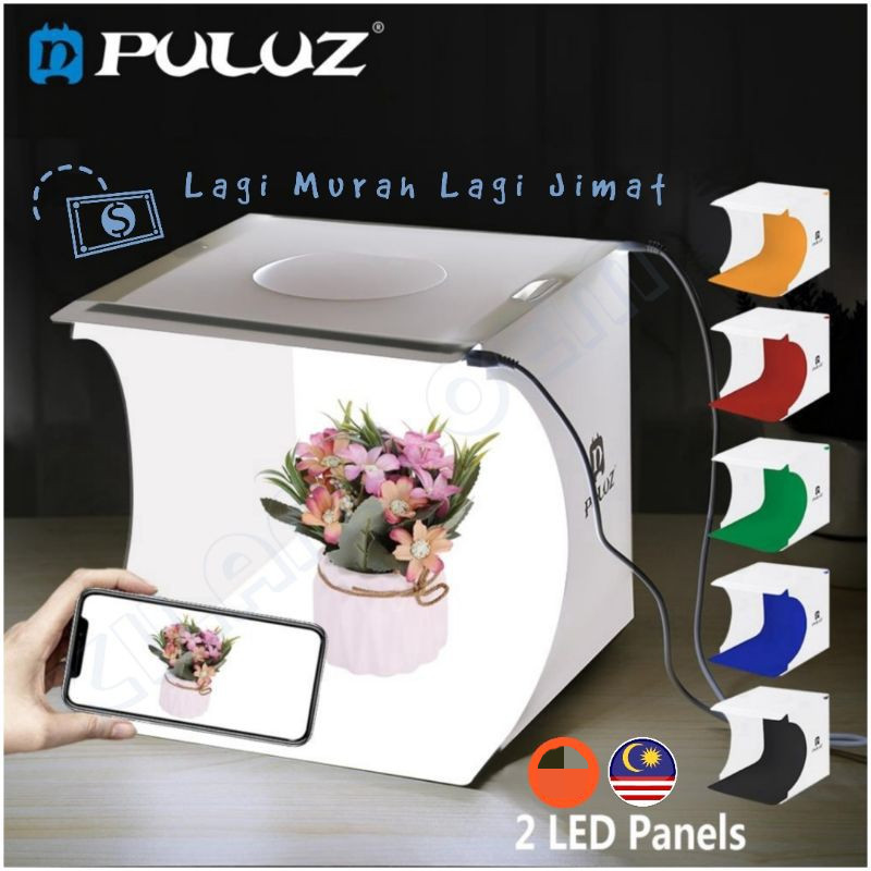 Puluz Original 2 LEDs Portable Lightbox Photo Photography Studio Light ...