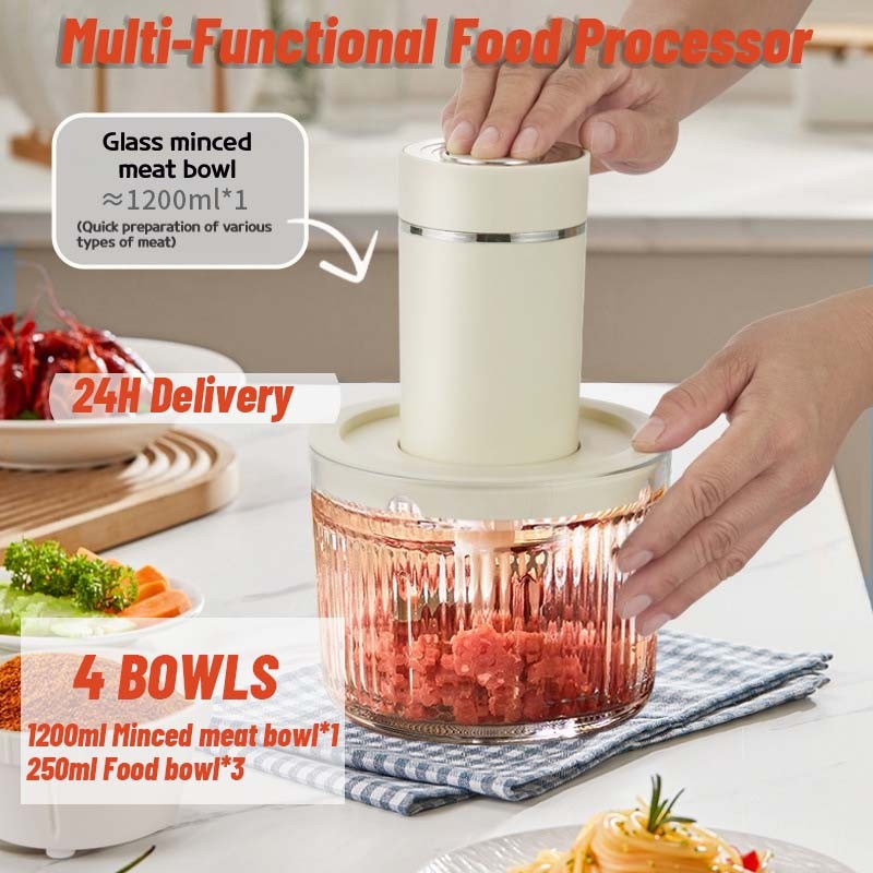 1.2L Chopper Blender Garlic Press Multi-Functional Food Processor Meat ...