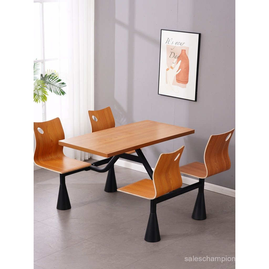 Canteen Conjoined Dining Table Chair Trumpet Legs Four 4 People 6 ...