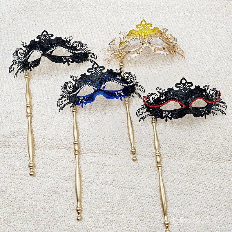 Sgsellert Handheld Mask Half-Face Male Antique Performance Masquerade ...