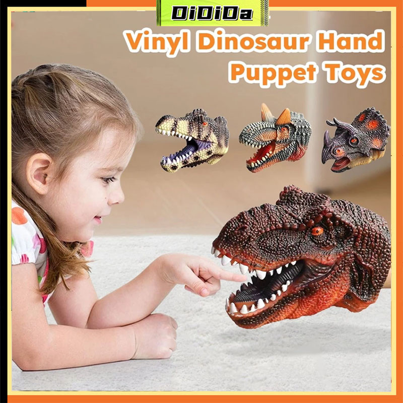 Dinosaur Hand Puppet Soft Rubber Toy Realistic Tyrannosaurus Head Glove ...