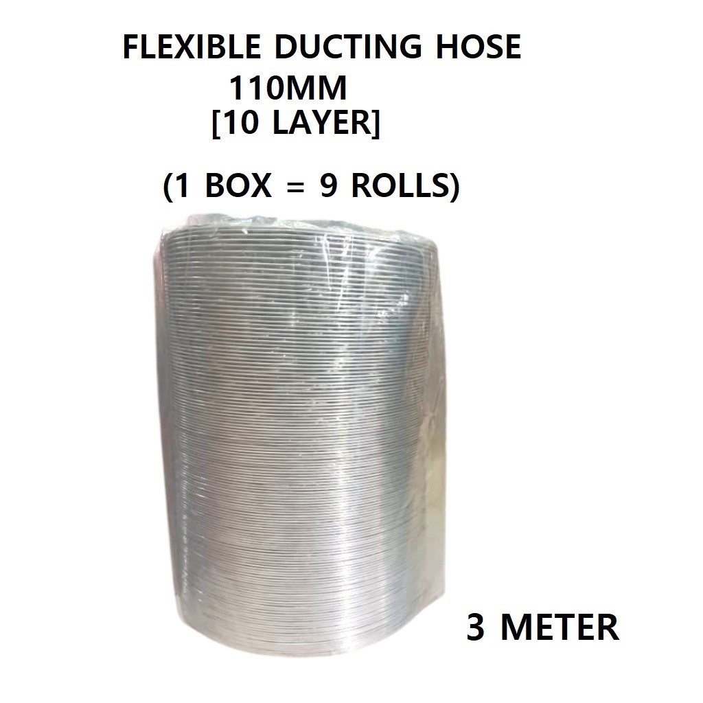 (1 BOX=9 ROLLS) [10 Layer] 110mm (3 meter/roll) Aluminium Flexible Air ...