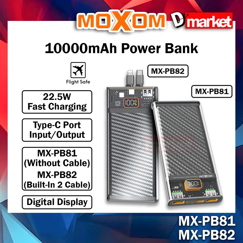 Moxom MX-PB81 10000mAh Powerbank Moxom MX-PB82 22.5W Fast Charging ...