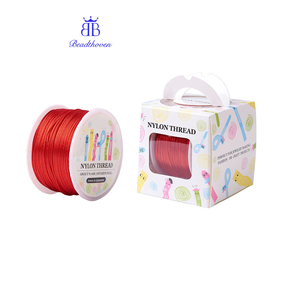 1Roll Nylon Thread For Chinese Knot Making Round Red 1mm about 100yards ...