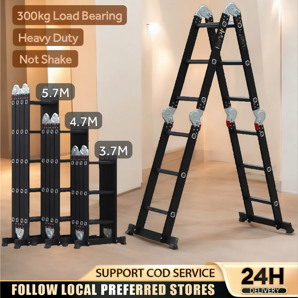 Heavy Duty Foldable Ladder Tangga Lipat Tinggi Multipurpose Aluminium Folding Double Sided ...