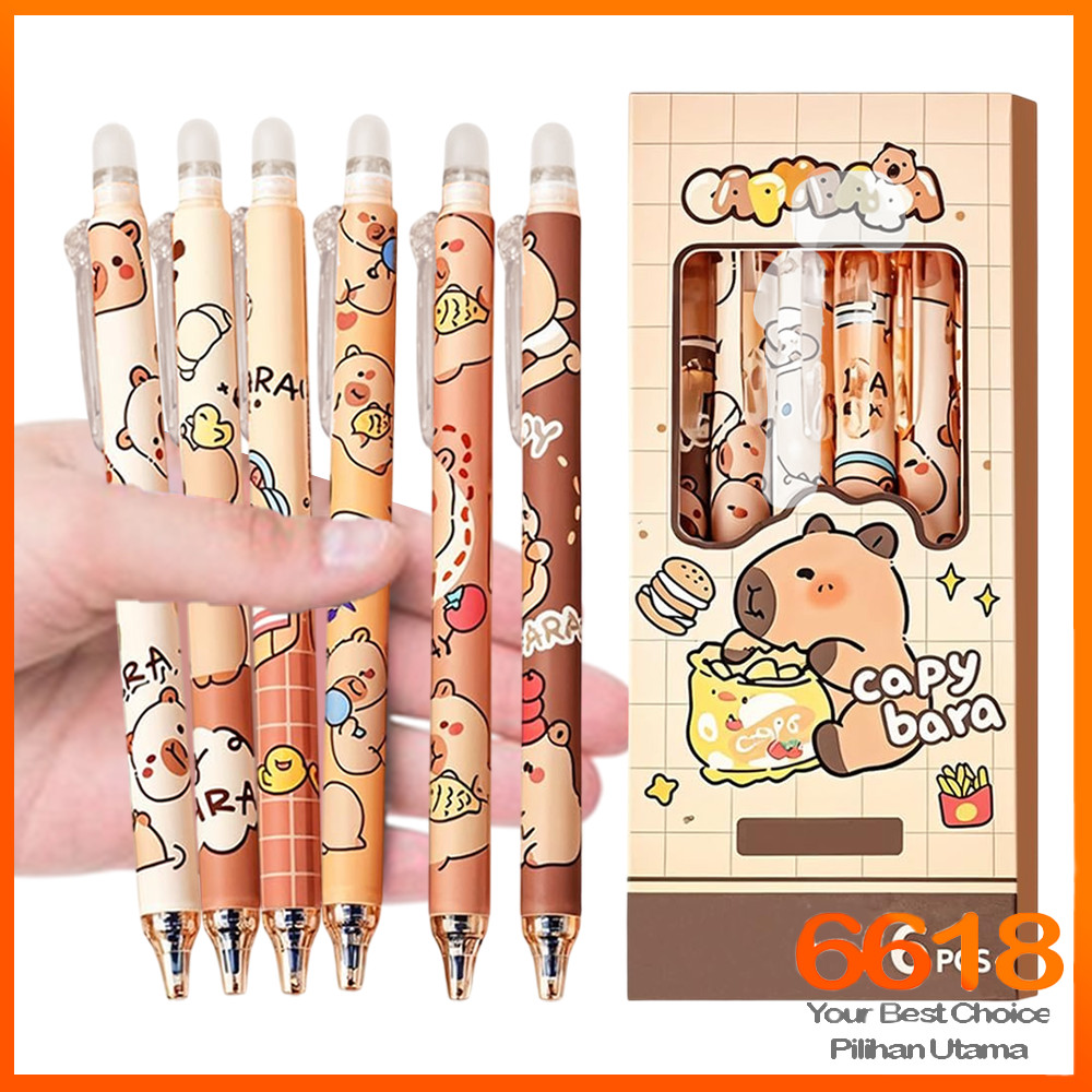 6pcs Pen Tulis Capybara Pen Boleh Padam Dakwat Biru Sesuai Untuk ...