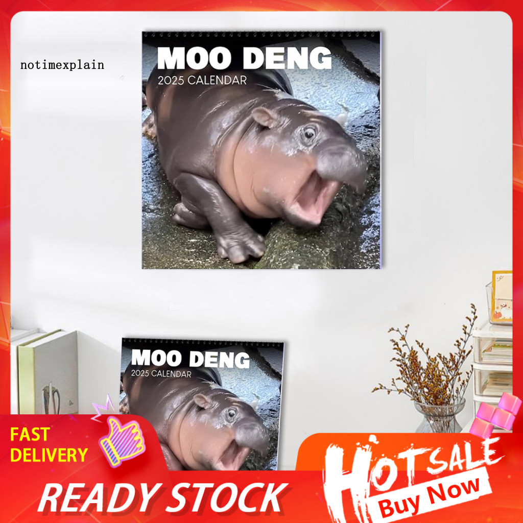 NTA Pygmy Hippo Calendar 2025 Cute Pygmy Hippo Wall Calendar Monthly ...
