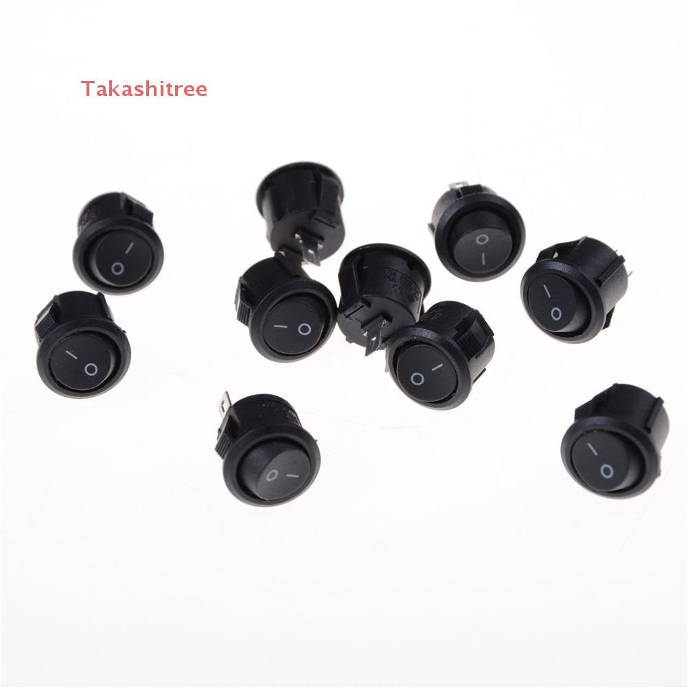 (Takashitree) 10Pcs 16mm Small Round Boat Rocker Switches 2 Pin ON-OFF ...