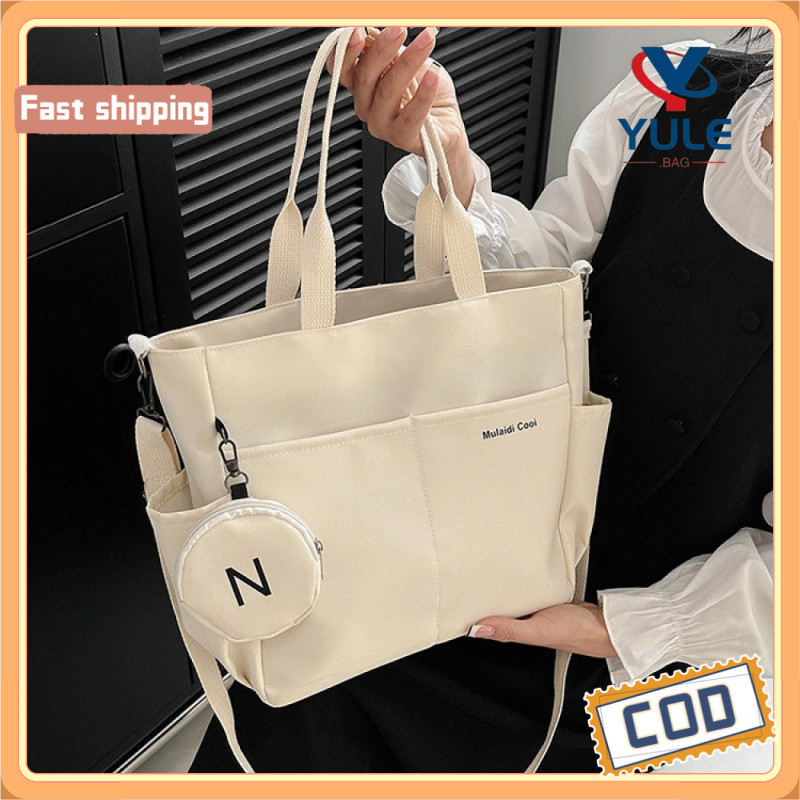 Large Capacity Bag Women Korean Style Canvas Tote Bag With Zipper ...