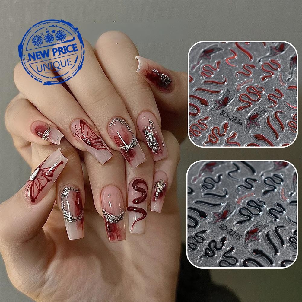 STAR Year Of The Snake Nail Art Sticker Little Red Snake Nail Sweet ...