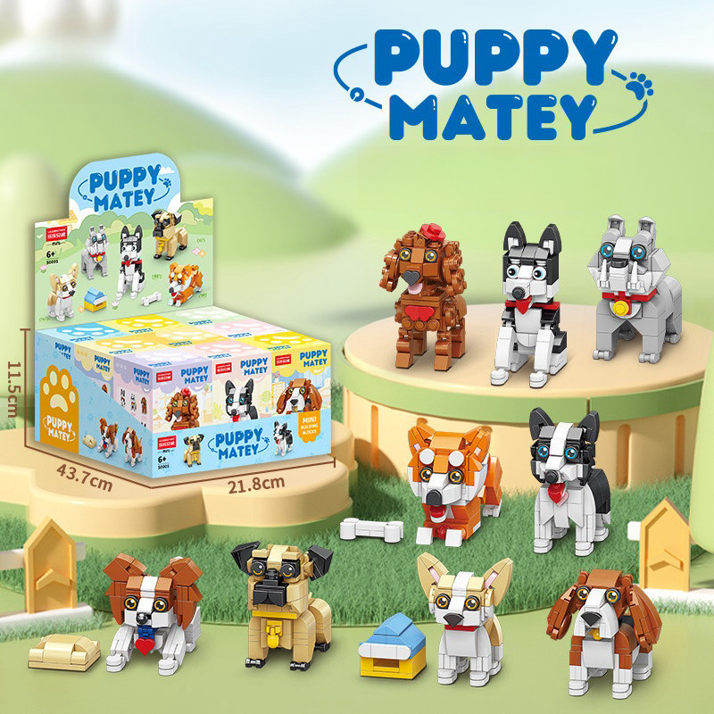 Permainan animasi baharu blok bangunan pemasangan anjing model mainan ...