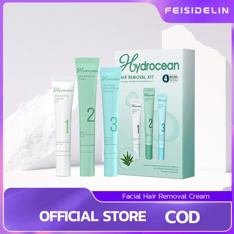 Krim Penyingkiran Bulu Muka, HYDROCEAN, Untuk Wanita, Kit Penyingkiran ...