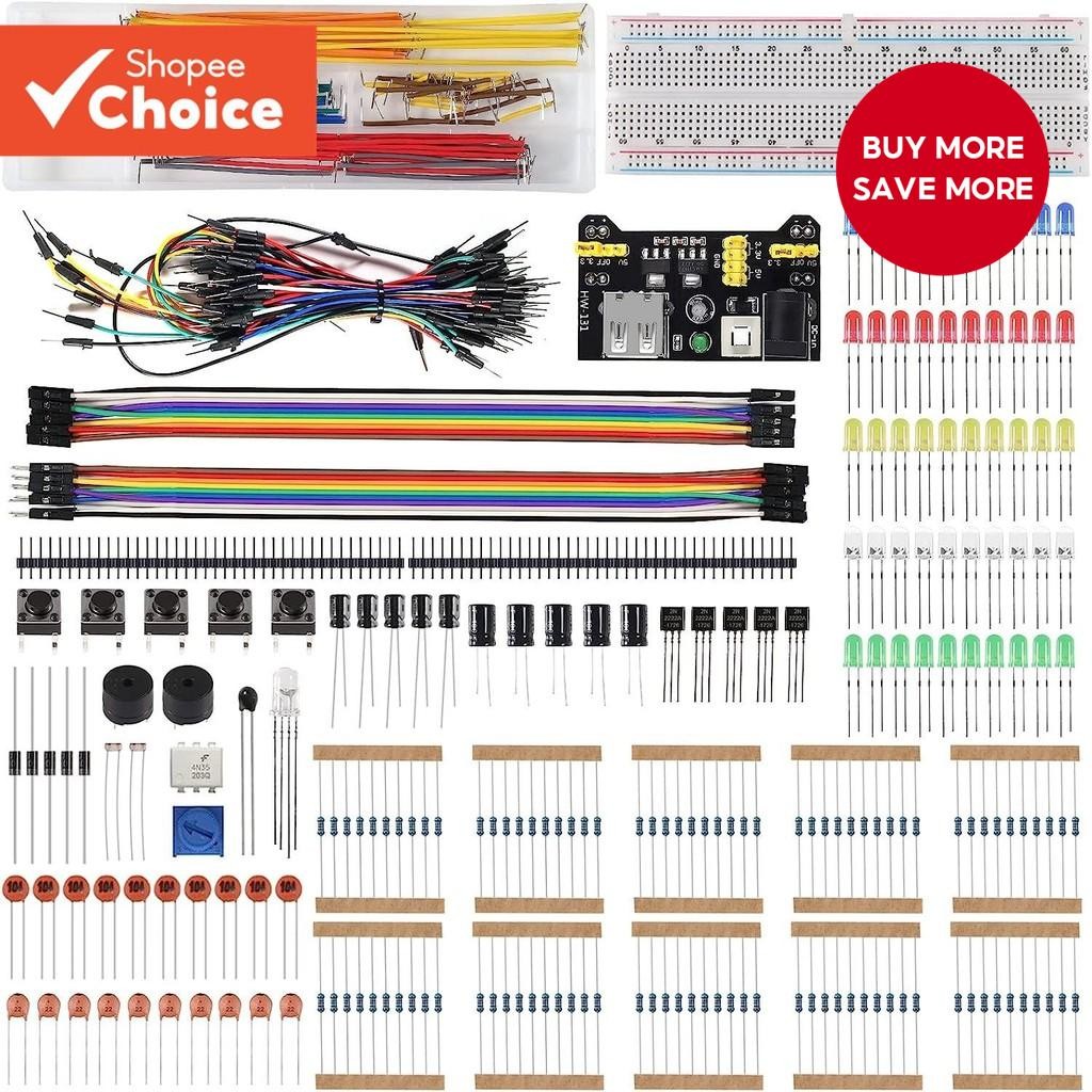 DIY Electronic Breadboard Component,Electronic Fun Kit with 830 Tie Point Breadboard,Bundle ...