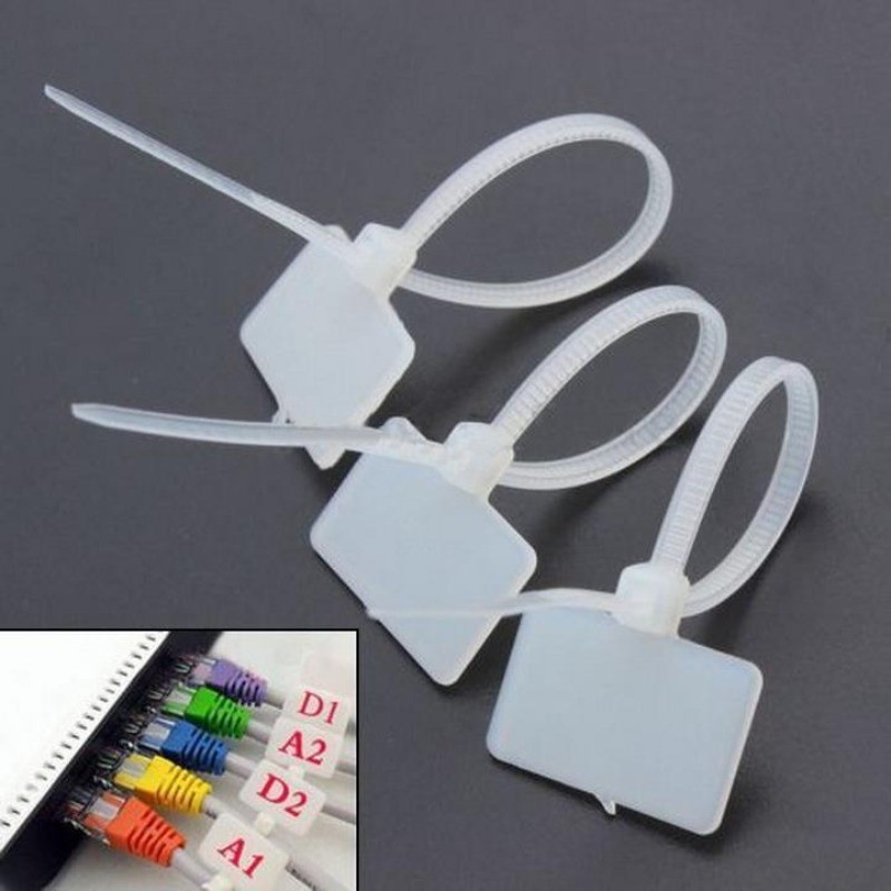 100pcs Nylon Self-Locking Label Tie Network Cable Marker Plastic Loop ...
