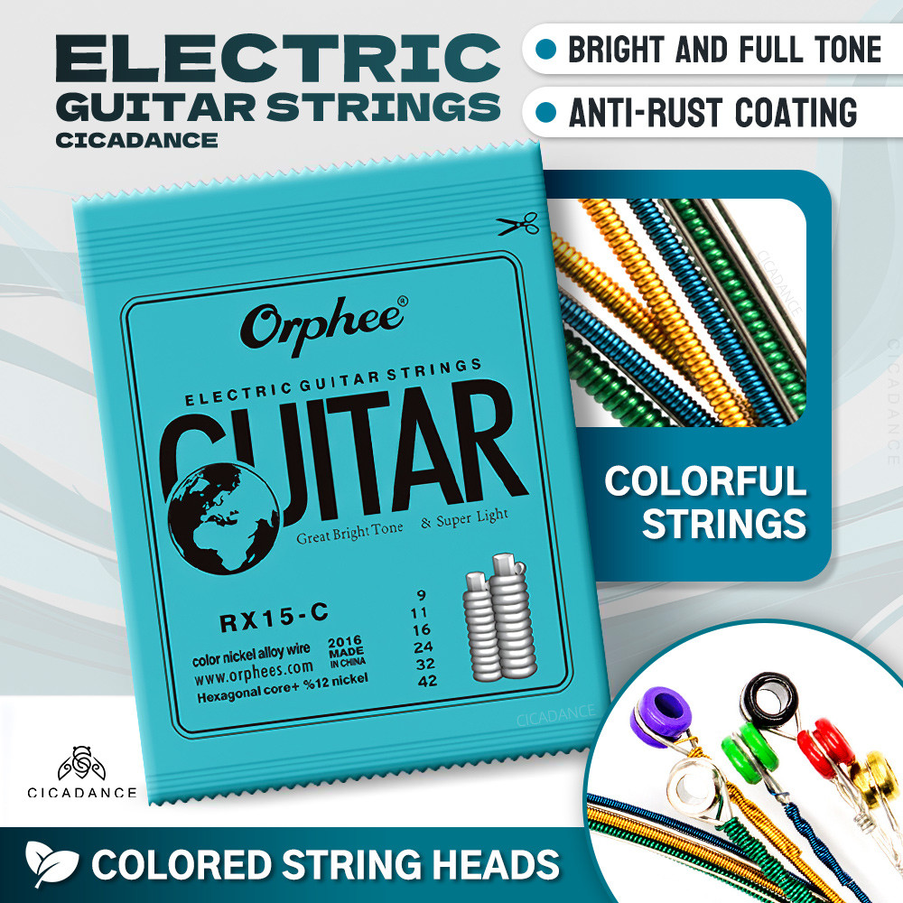 Orphee Set Tali Gitar Elektrik Warna / Pelangi Anti Karat Tali Berlilit ...
