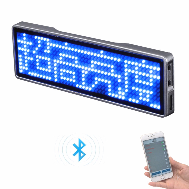 Bluetooth LED Name Badge Display Screen with Rechargeable Scrolling Text - Professional ID Card ...
