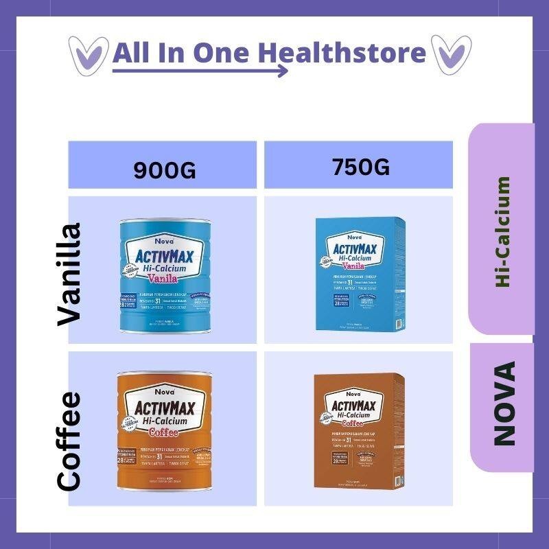 NOVA ACTIVMAX HIGH CALCIUM VANILLA/COFFEE 900G | Shopee Malaysia