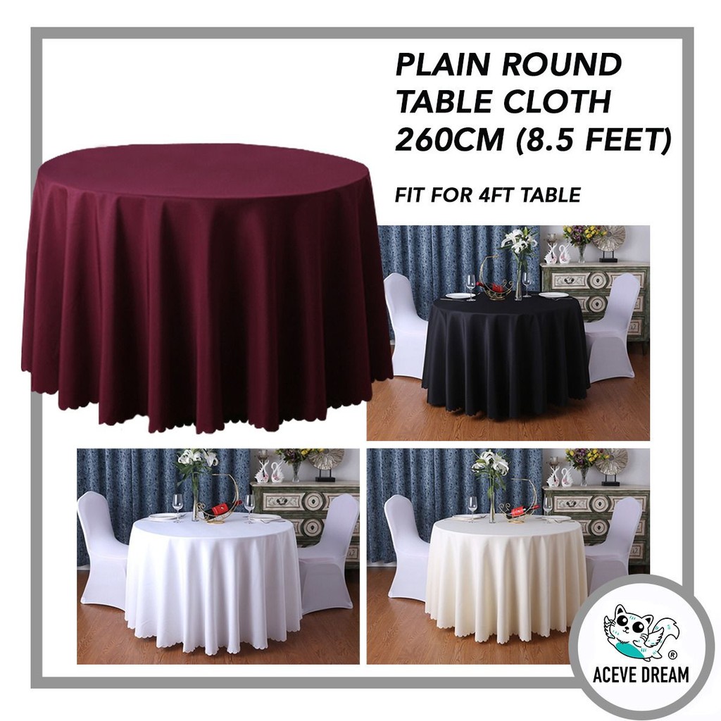ACEVE DREAM READY STOCK PLAIN 2.6M Round Table Cloth Cover Alas Meja ...
