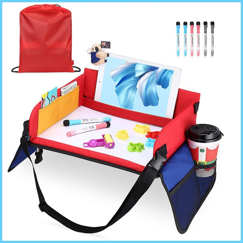 Car Table Kids Travel Tray With Crayons & Paper - Car Seat Organizer ...