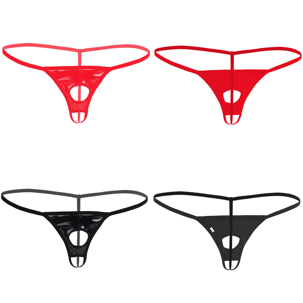 TiaoBug Men Lingerie Patent Leather G-string Bikini Underwear ...
