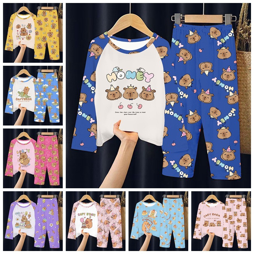 Capybara Children's Pajamas Boys Medium Big Boys Girls Long-Sleeved ...