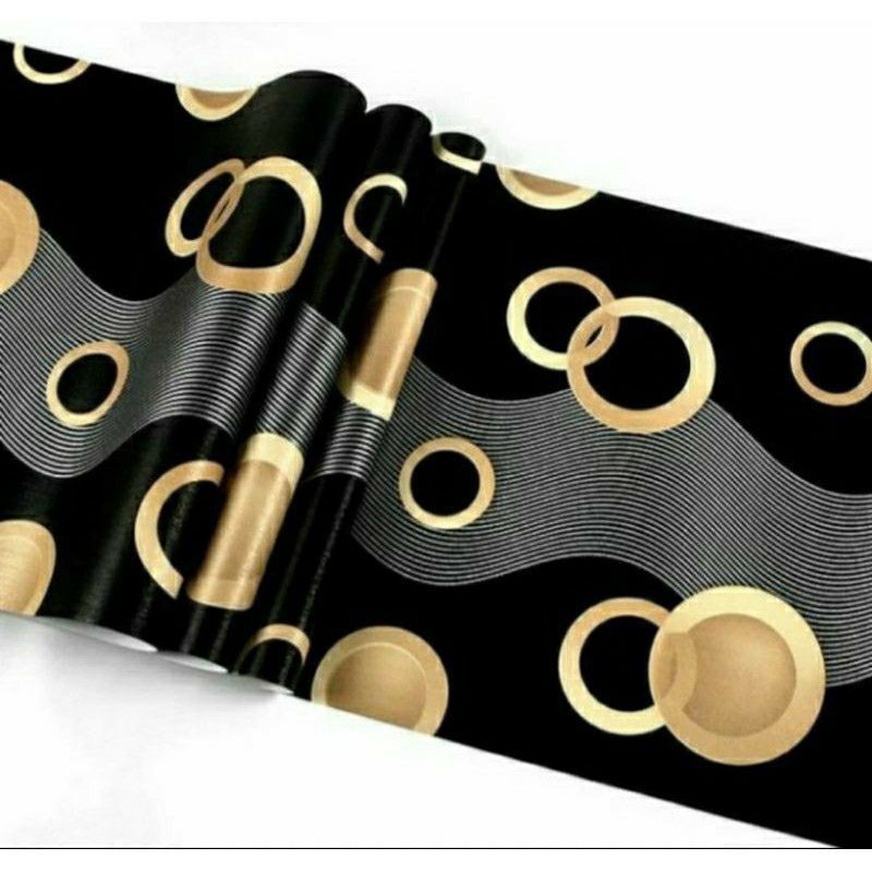 HITAM Black Gold Pulkadot Motif Wall Sticker Wallpaper 8m x 45cm ...