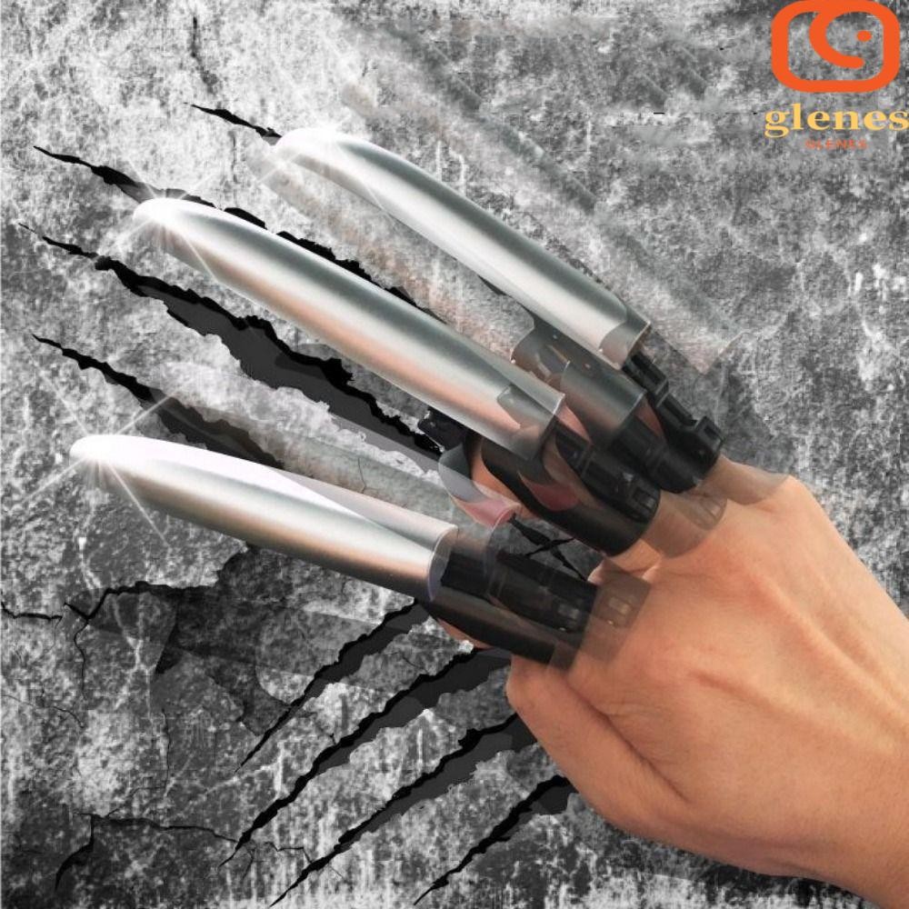 GLENES 3pcs Retractable Mechanical Claws, 3D Assembly Figure Decorations Glowing Wolf Claws ...