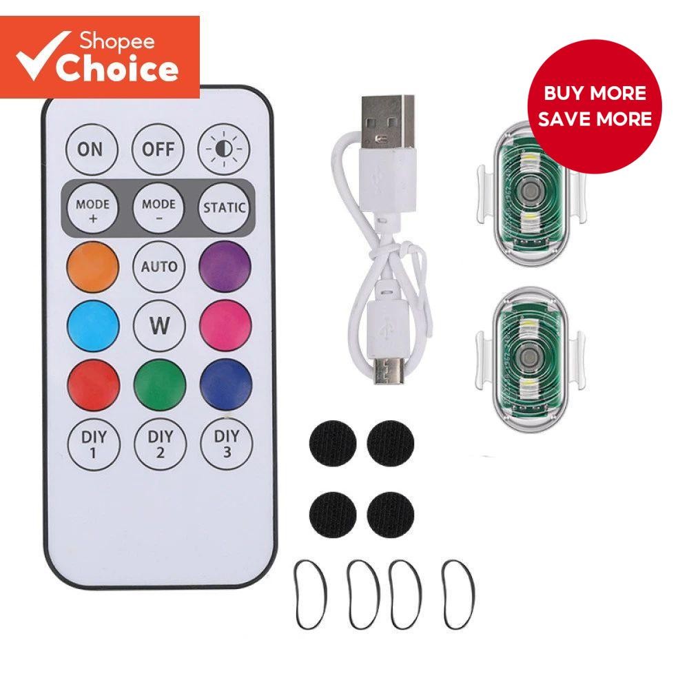 7-Color Remote RGB LED Aircraft Strobe Light Motorcycle Wireless Anti-Collision Safety Warning ...