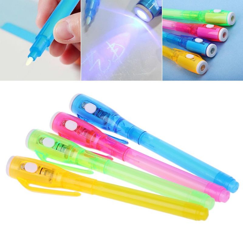 Uv Pen MAGIC PEN toy Invisible Ink Spy Pen dengan UV Light Blacklight ...