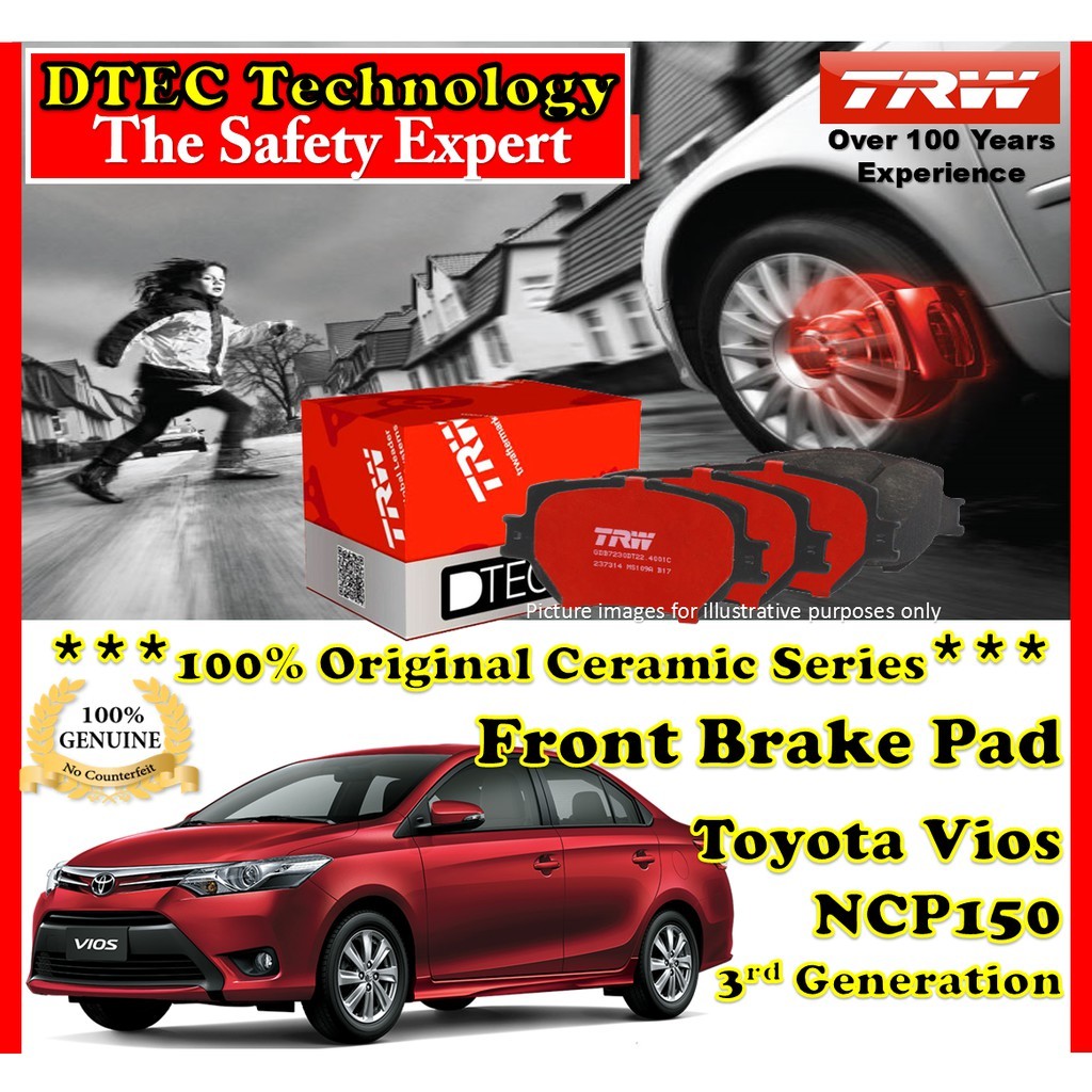 Toyota Vios NCP150 TRW DTEC Ceramic Brake Pad / TRW D-TEC Seramik brek ...