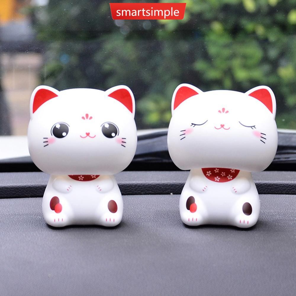 SMARTSIMPLE Cute Nod Head Solar Powered Lucky Fortune Cat Wealth Waving ...